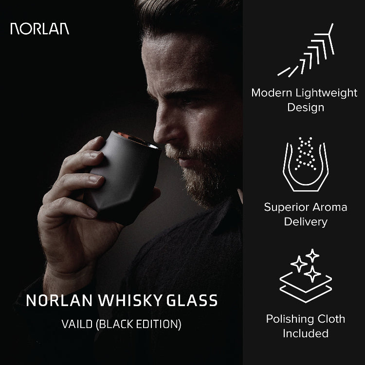 Norlan Whisky Glass (VAILD) - Double-walled Black Whisky Bourbon Glass